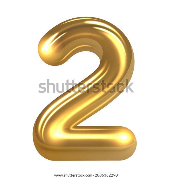 Gold Number Two Realistic 3d Shiny Stock Vector (Royalty Free ...