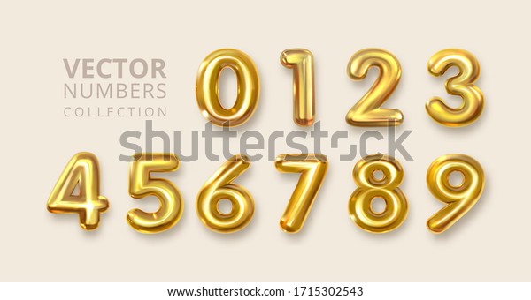 Gold Numerals Set Golden Yellow Metal Stock Vector (Royalty Free ...