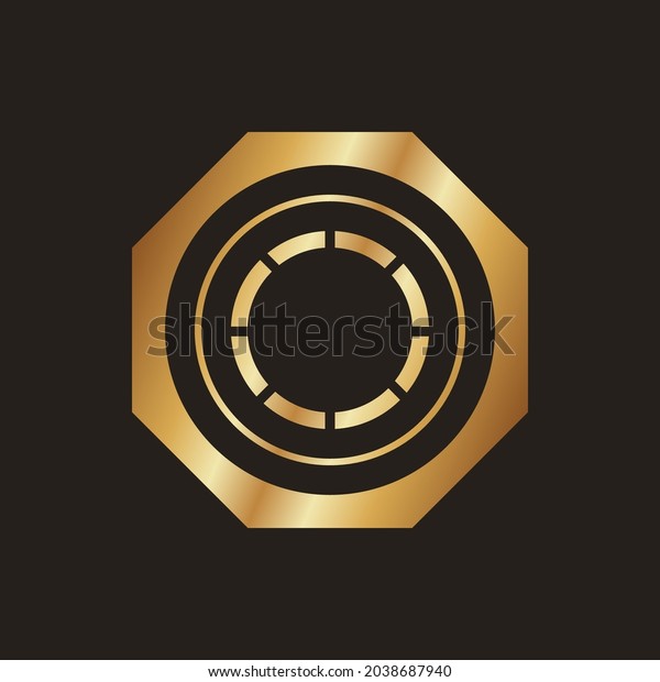 Gold Octagon Circle 3d Shape Icon Stock Vector (Royalty Free) 2038687940