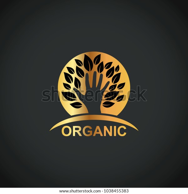 Gold Organic Hand Environment Vector Logo Stock Vector (Royalty Free ...