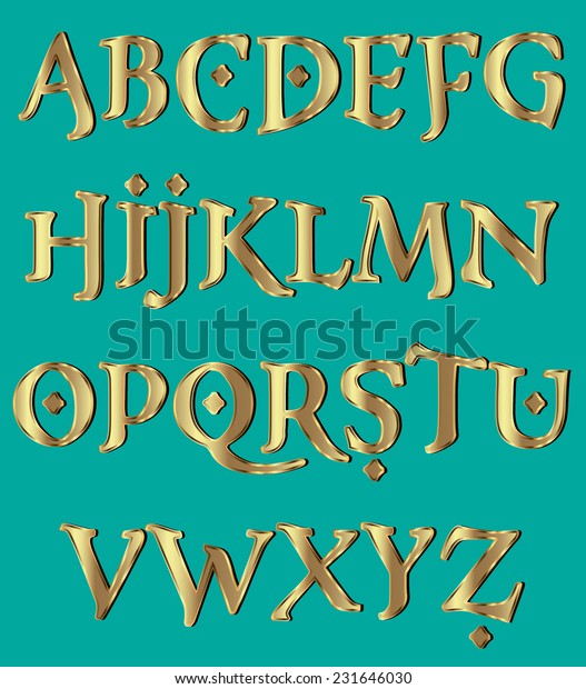 Gold Orient Font Stock Vector (Royalty Free) 231646030 | Shutterstock