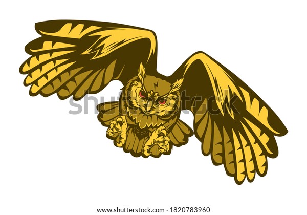 Gold Owl Attack Pose Vector Illustration Stock Vector (Royalty Free ...