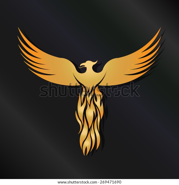 Gold Phoenix Logo Bird Stock Vector (Royalty Free) 269471690