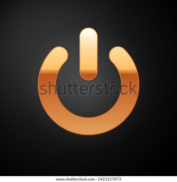 Gold Power Button Icon Isolated On Stock Vector (Royalty Free ...