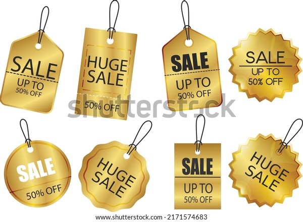 Gold Price Tag Design Set Vector: เวกเตอร์สต็อก (ปลอดค่าลิขสิทธิ์ ...