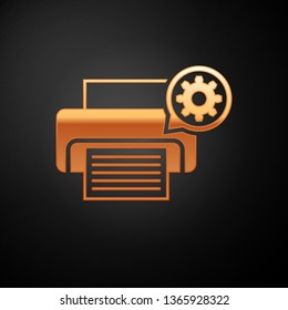 Gold Printer Gear Icon Isolated On Stock Vector (Royalty Free ...