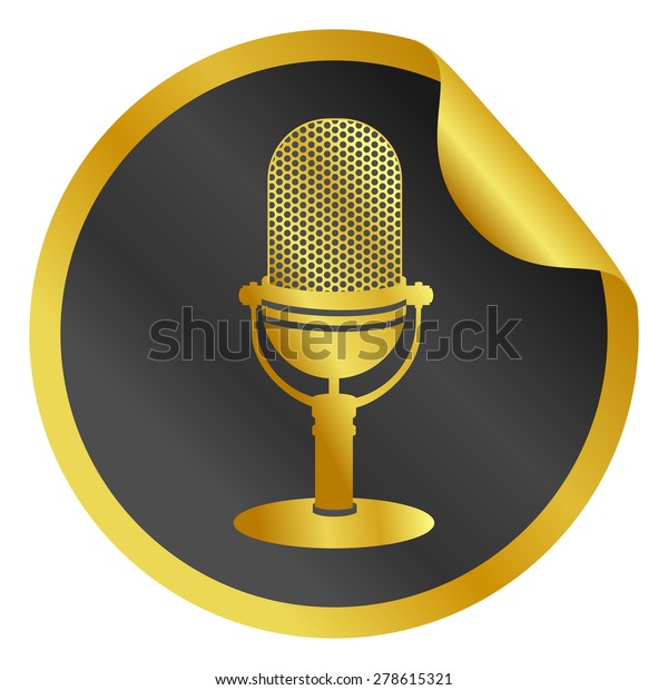 Gold Radio Microphone Web Icon Round Stock Vector (Royalty Free) 278615321