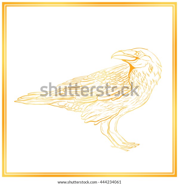 Gold Raven Sketch Raven: เวกเตอร์สต็อก (ปลอดค่าลิขสิทธิ์) 444234061 ...
