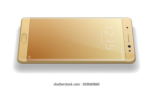 Gold Realistic Cell Phone Mock Mobile Stock Vector (Royalty Free ...