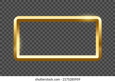 Gold Rectangle Frame Picture On Transparent Stock Vector (Royalty Free ...