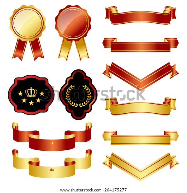 Gold Red Emblem Set Stock Vector (Royalty Free) 264175277 | Shutterstock