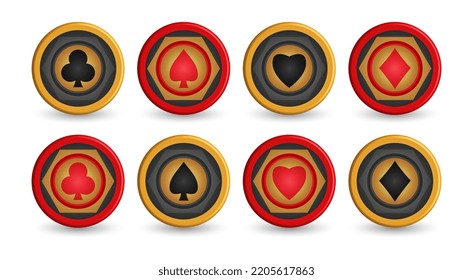Gold Red Poker Chip Set Symbols Stock Vector (Royalty Free) 2205617863 ...