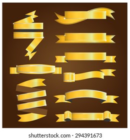 Set Retro Gold Ribbons Vector Illustration: vector de stock (libre de ...