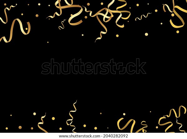 Gold Ribbon Celebration Vector Black Background Stock Vector (Royalty ...