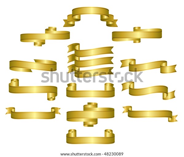 Gold Ribbon Scrolls Banners Editable Vector Stock Vector (Royalty Free ...