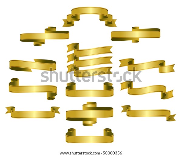 Gold Ribbon Scrolls Banners Editable Vector Stock Vector (Royalty Free ...