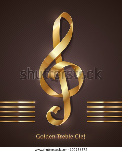 Gold Ribbon Shape Treble Clef Vector Stock Vector (Royalty Free ...