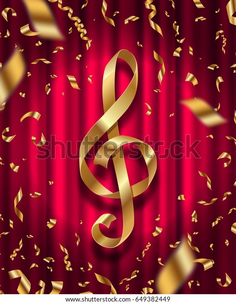 Gold Ribbon Shape Treble Clef Golden Stock Vector (Royalty Free ...
