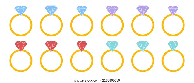 Gold Ring Diamond Flat Icons Icons Stock Vector (Royalty Free ...