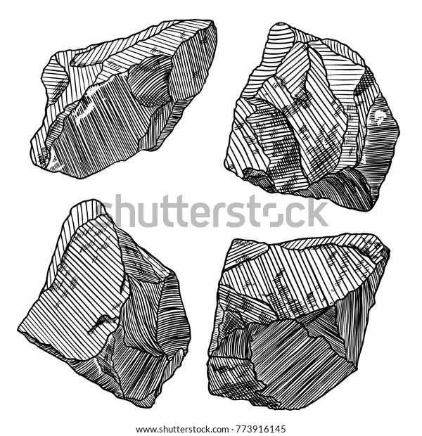 Gold Rock Nugget Set Stones Prill Stock Vector (Royalty Free) 773916145 ...