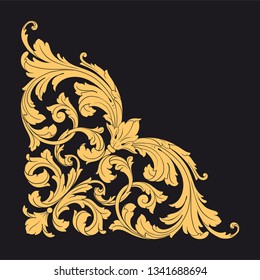 Gold Rococo Ornament Retro Baroque Decoration Stock Vector (Royalty ...