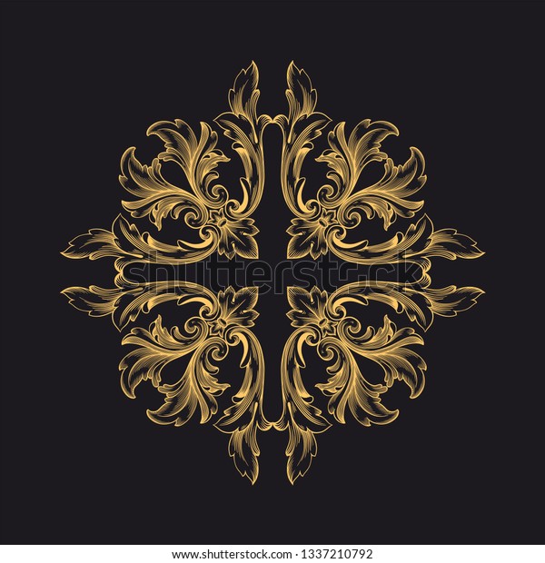 Gold Rococo Ornament Retro Baroque Decoration Stock Vector (Royalty ...
