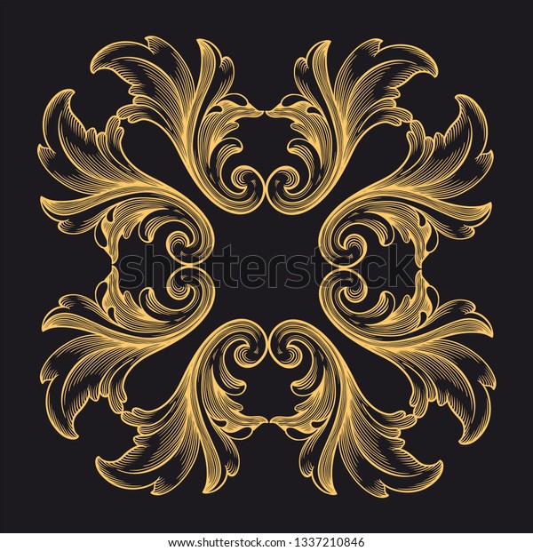 Gold Rococo Ornament Retro Baroque Decoration Stock Vector (Royalty ...