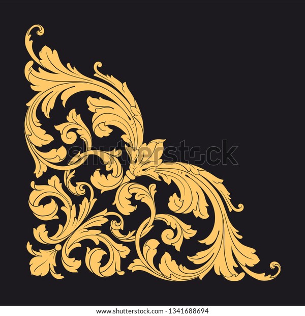 Gold Rococo Ornament Retro Baroque Decoration Stock Vector (Royalty ...