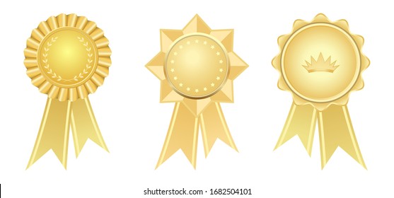 Gold Rosette Badge On White Background Stock Vector (Royalty Free ...
