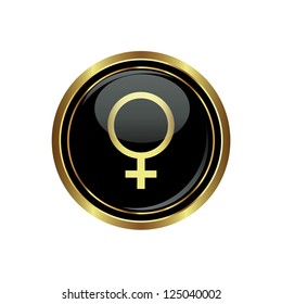 Gold Round Button Female Symbol Vector Stock Vector (Royalty Free ...