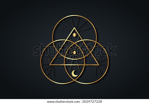 Gold Sacred Geometry Triangle Logo Overlapping Stock Vector (Royalty ...