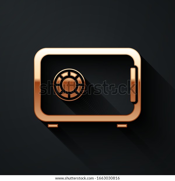 Gold Safe Icon Isolated On Black Stock Vector (Royalty Free) 1663030816 ...