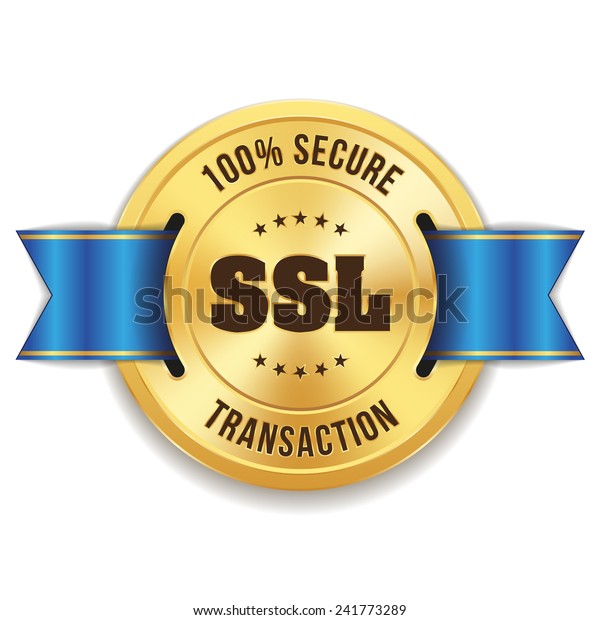 Gold Secure Transaction Badge Blue Ribbon Stock Vector (Royalty Free ...