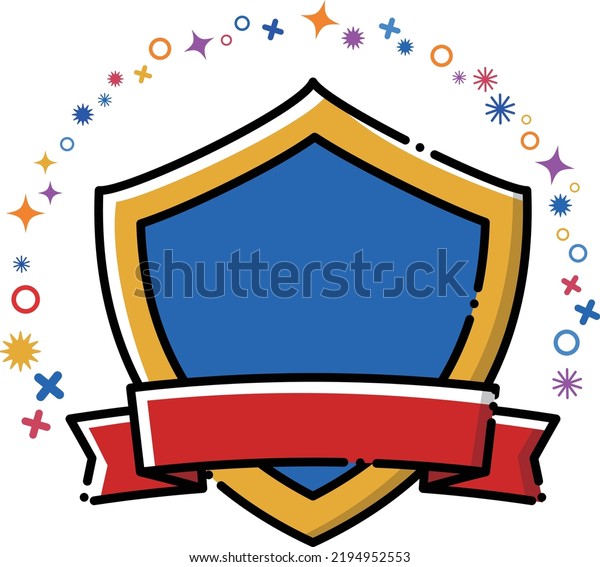Gold Shield Ribbon Emblem Icon Showing Stock Vector (Royalty Free ...