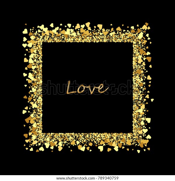 Gold Shine Frame On Black Background Stock Vector (Royalty Free ...