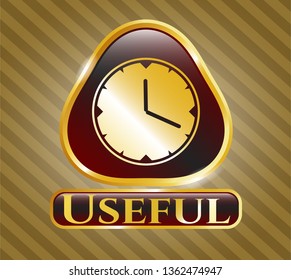 Gold Shiny Badge Clock Time Icon Stock Vector (Royalty Free) 1362474947 ...