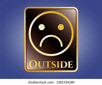 Gold Shiny Badge Sad Face Icon Stock Vector (Royalty Free) 1281534280 ...