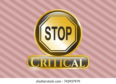 Gold Shiny Badge Stop Icon Critical Stock Vector (Royalty Free ...