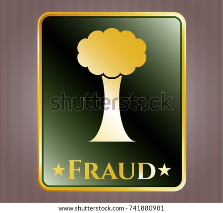 Gold Shiny Emblem Tree Icon Fraud Stock Vector (Royalty Free) 741880981 ...