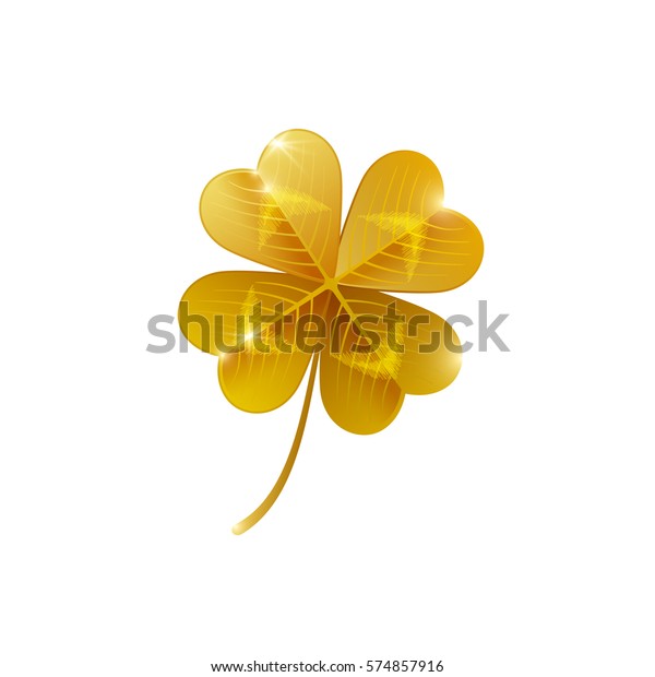 Gold Shiny Four Leaf Clover Isolated Stock Vector (Royalty Free) 574857916