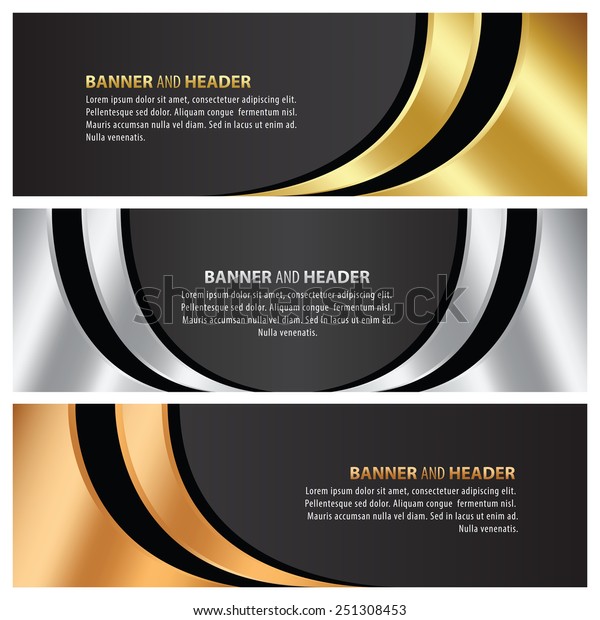 Gold Silver Bronze Banner Template Design Stock Vector (Royalty Free ...
