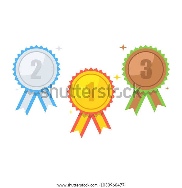 Gold Silver Bronze Medal First Place Stock Vector (Royalty Free ...