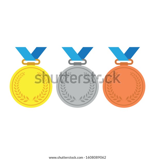 Gold Silver Bronze Medals Simple Flat Stock Vector (Royalty Free ...