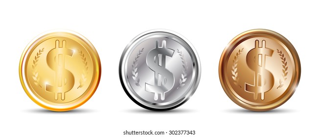 Gold Silver Copper Coins Vector Illustration Stock Vector (Royalty Free ...