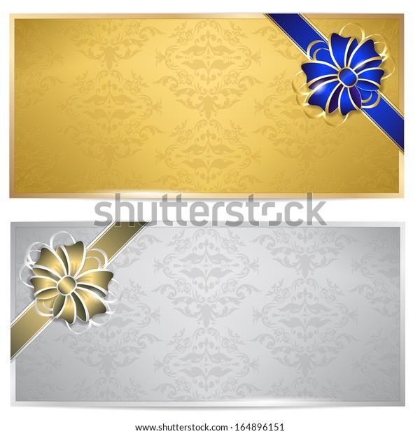 Gold Silver Gift Voucher Bow Isolated Stock Vector (Royalty Free ...