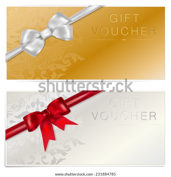 Gold Silver Gift Voucher Bow Vector Stock Vector (Royalty Free ...