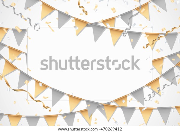 Gold Silver Party Background White Board Stock Vector (Royalty Free ...