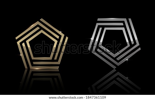 Gold Silver Pentagon Shape Exclusive Premium Stock Vector (Royalty Free ...