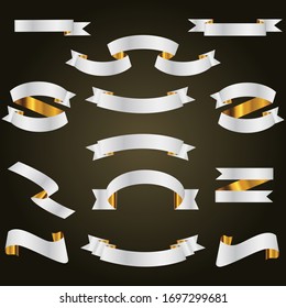 Gold Silver Ribbon Set Isolated White Stock Vector (Royalty Free ...