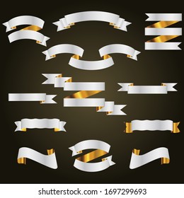 Gold Silver Ribbon Set Isolated White Stock Vector (Royalty Free ...